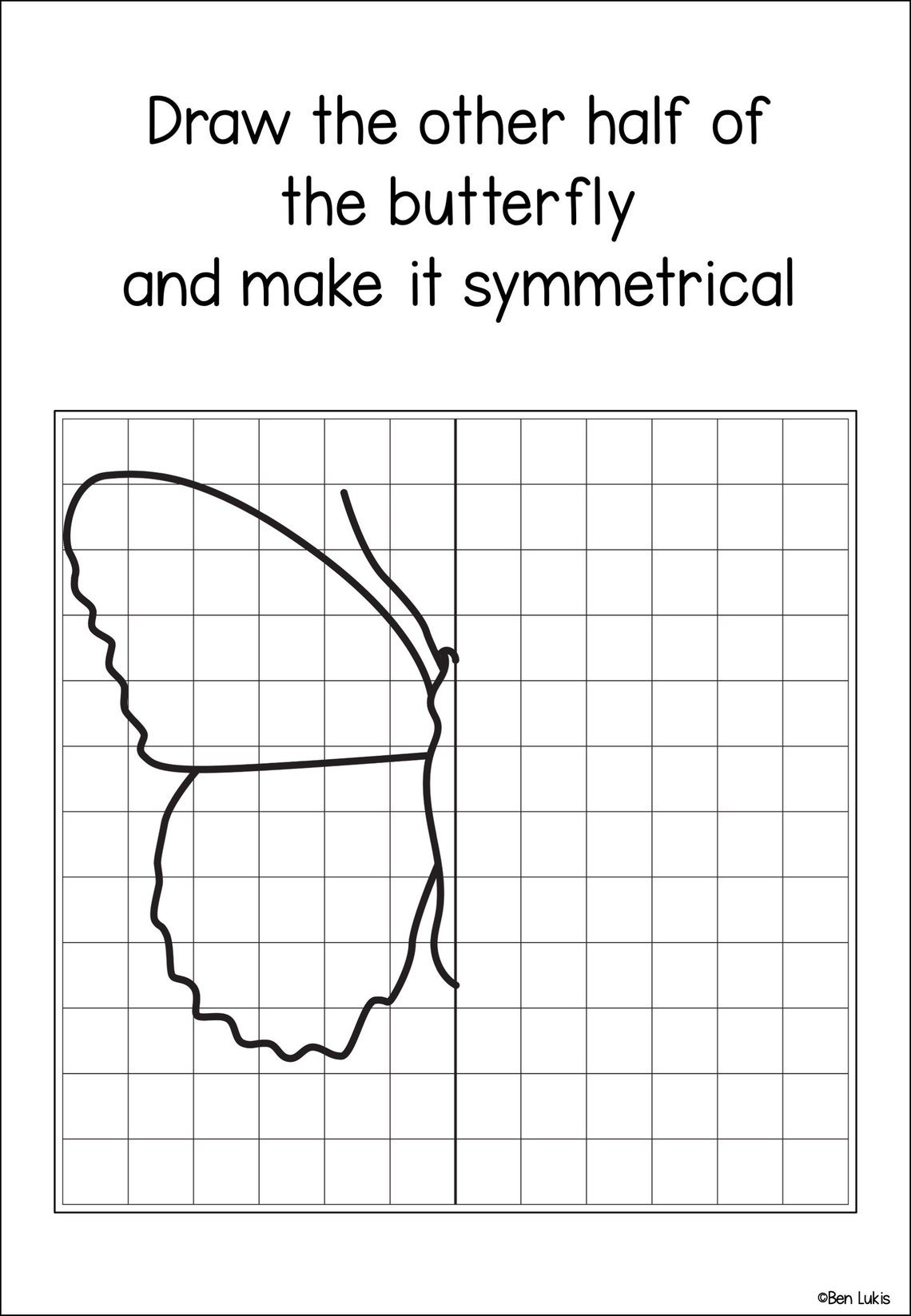 Symmetry Drawing of Butterflies, Art and Math Worksheets, Butterfly ...