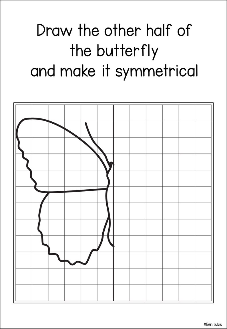Symmetry Drawing of Butterflies, Art and Math Worksheets, Butterfly ...