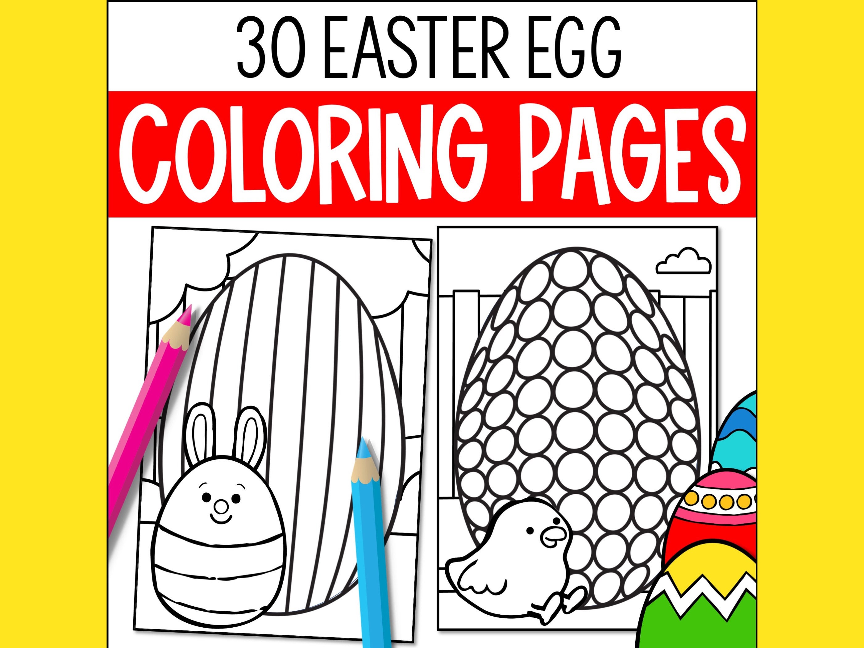 Easter Egg Coloring Pages, Kids Activity Sheets, Printable PDF Download ...