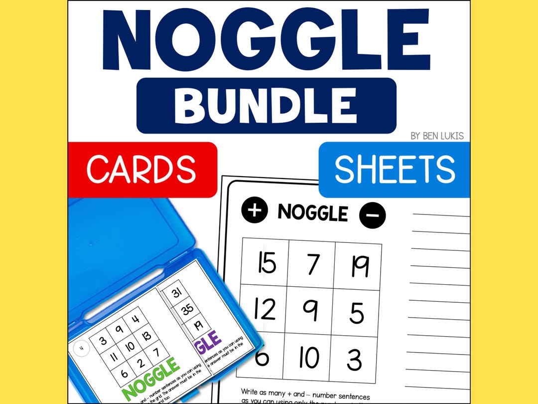 Noggle Math Game BUNDLE - Noggle Sheets + Cards. Addition Subtraction ...