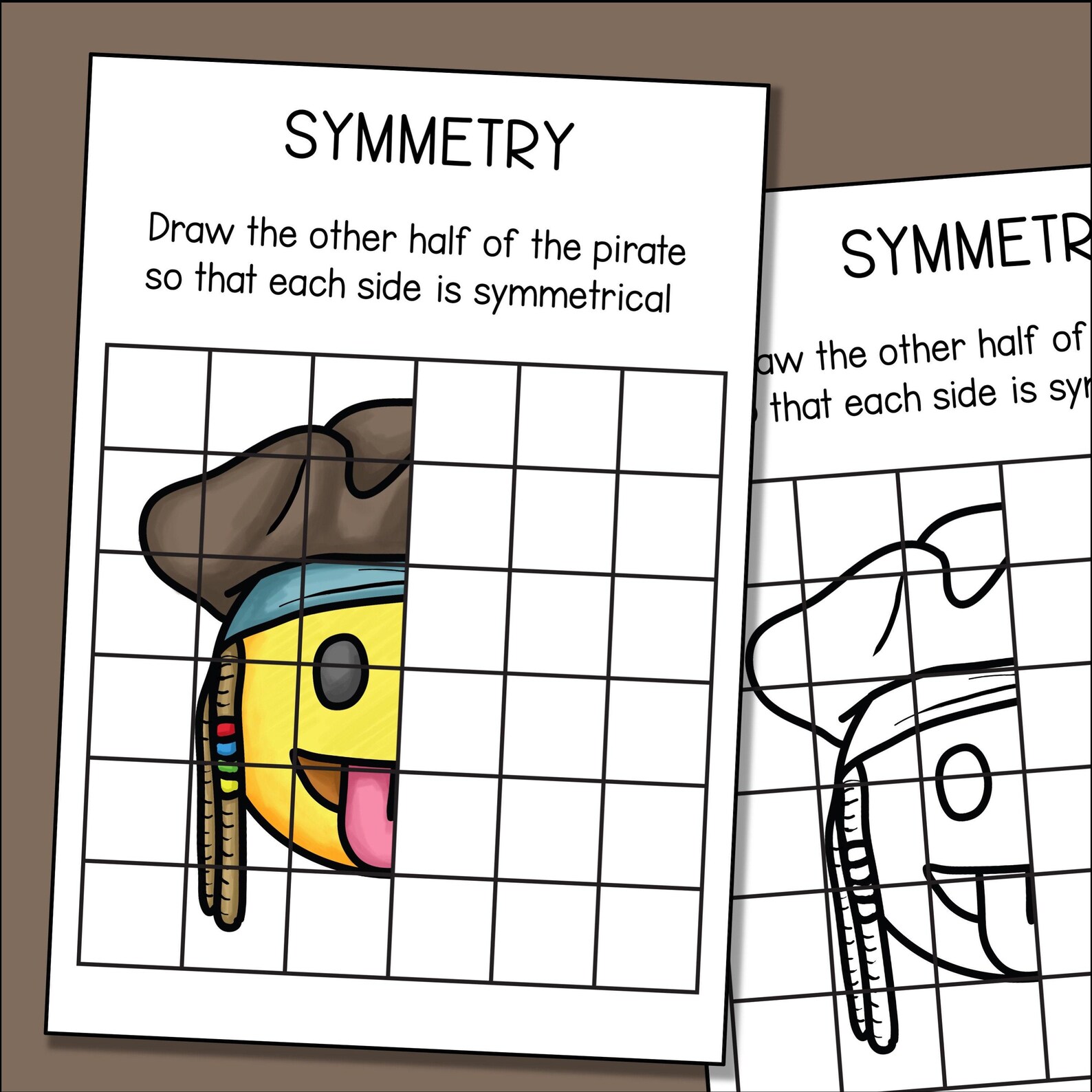 Pirate Symmetry Art and Math Worksheets, Pirate Drawing Geometry ...