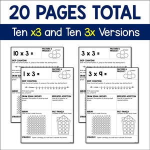 3 Times Table Multiplication Equation of the Day Practice Worksheets ...