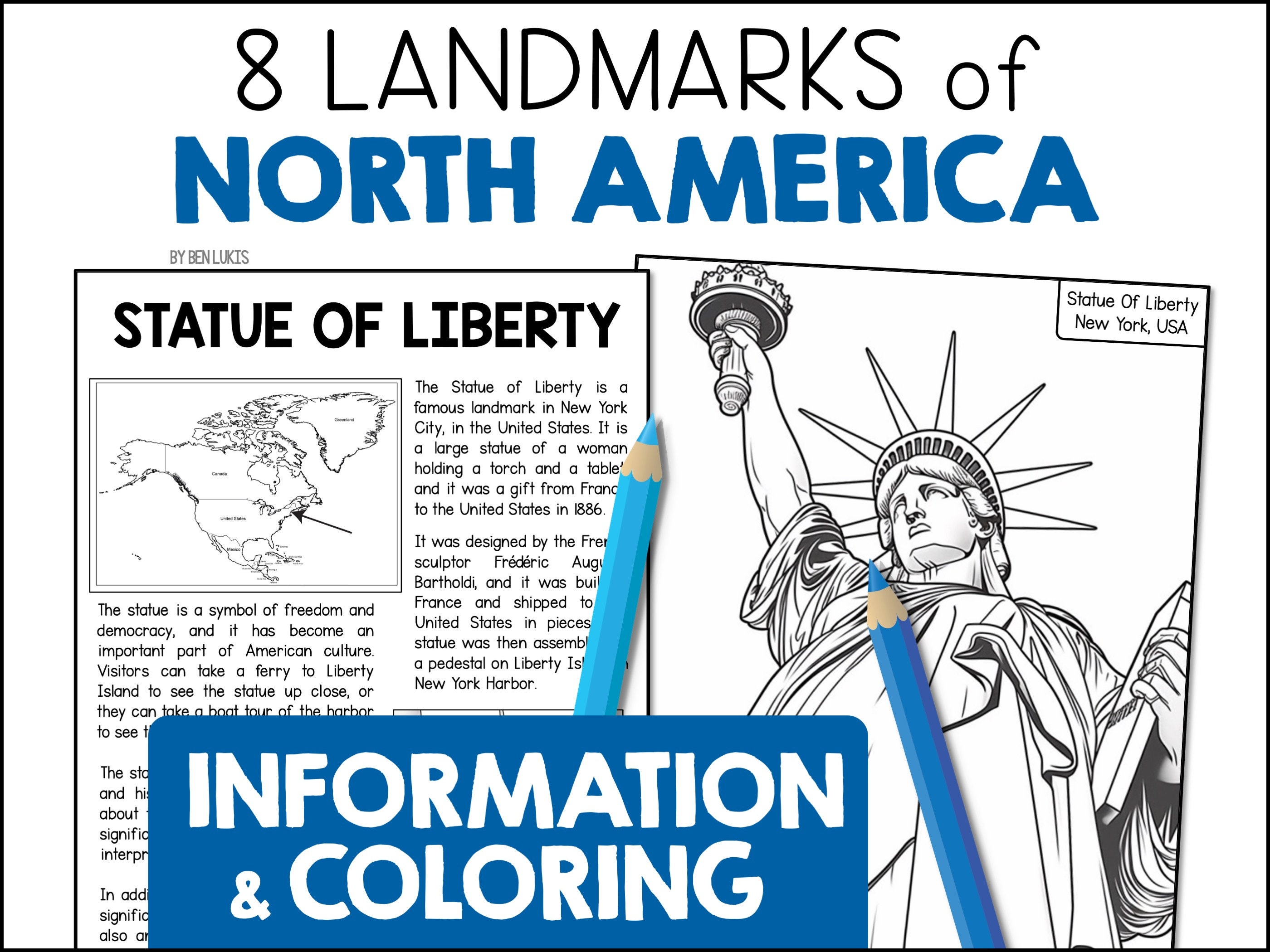 Landmarks of North America, Geography Facts Information & Coloring ...