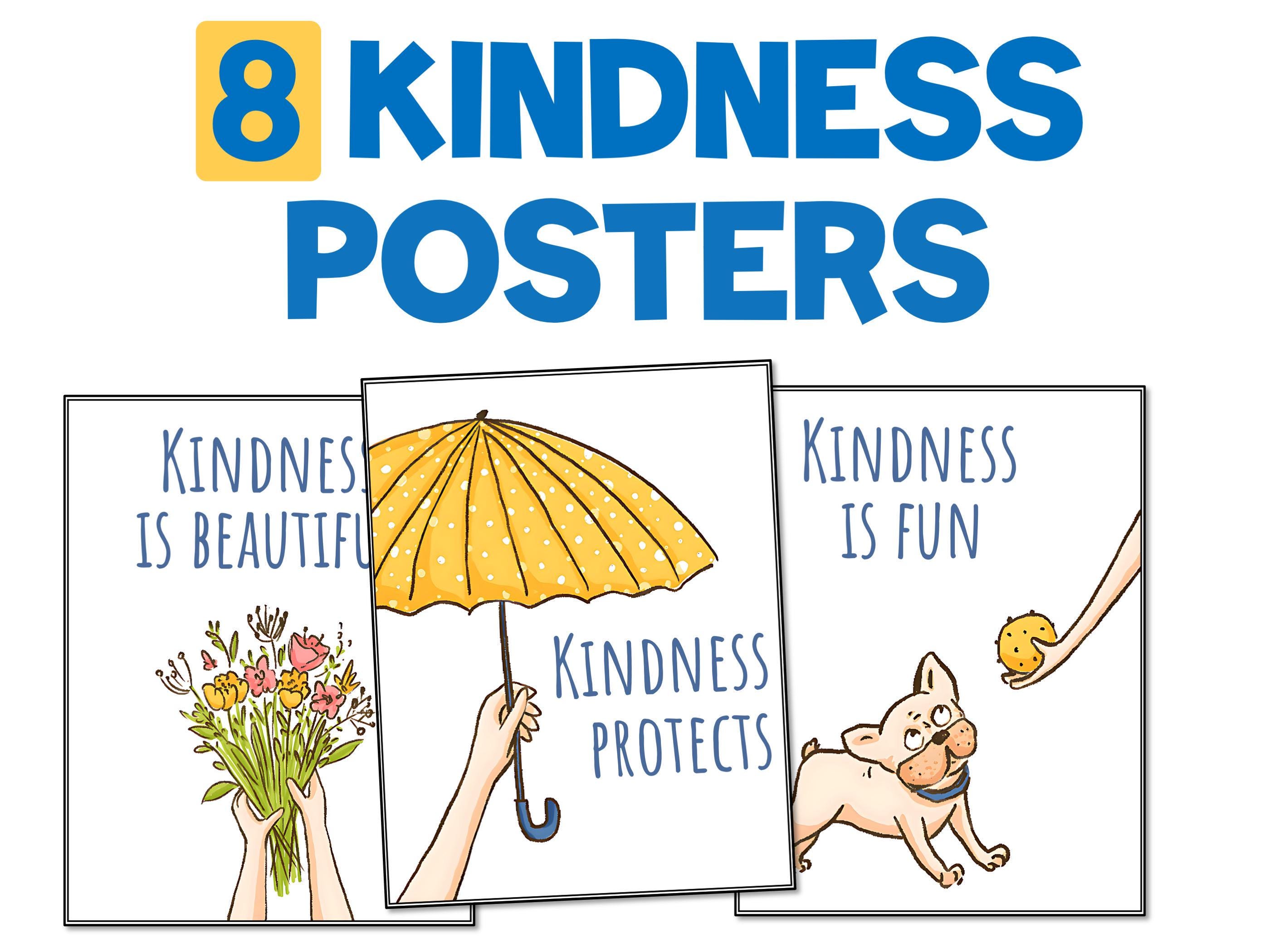 Kindness Posters for Kids, 8 Classroom Kindness Posters, Inspirational ...