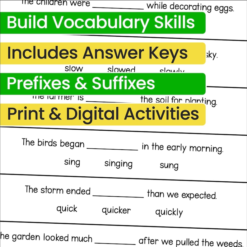 Spring Morphology Worksheets | Prefixes Suffixes & Base Words ...