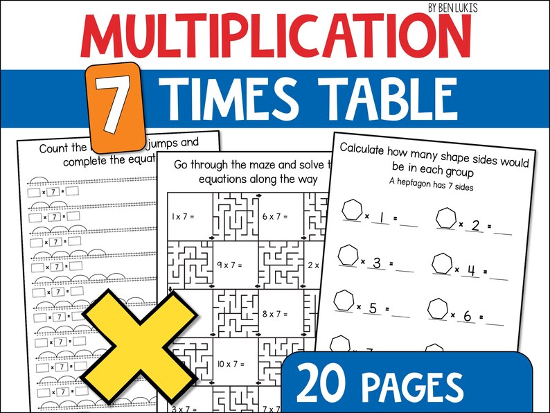 Multiplication Practice Worksheets for 7 Times Table, Printable ...