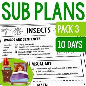Substitute Teacher Lesson Plans, Emergency Sub Plans, Printable Notes ...