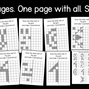 Symmetry Art Math Worksheets, Pattern Symmetry Drawing Activities for ...