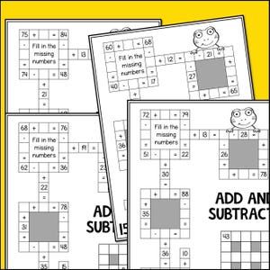2 Digit Addition and Subtraction Math Puzzles, Math Crosswords to ...
