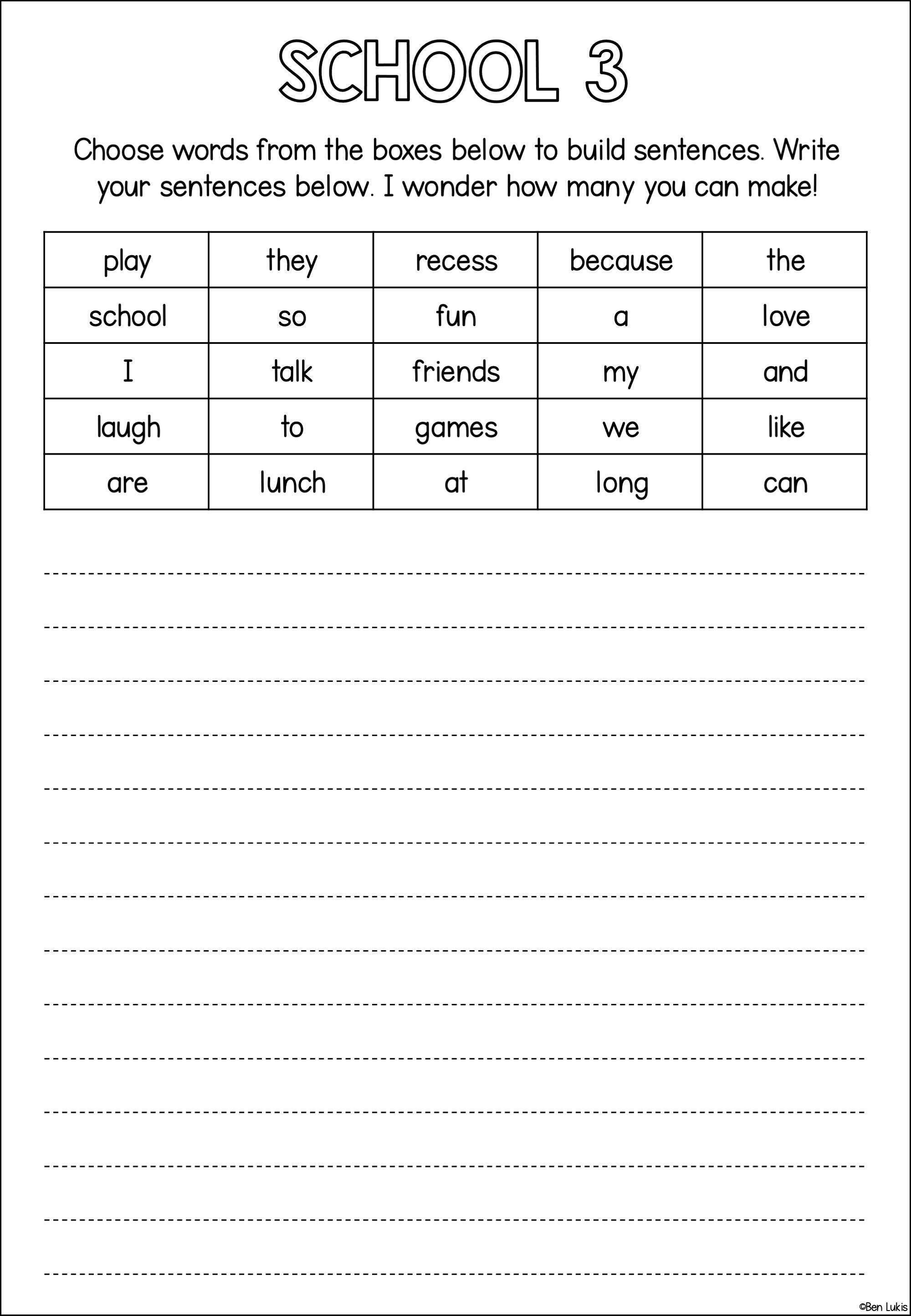 Building Sentences With Sentence Writing Prompts, Writing Sentences ...