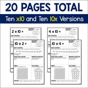10 Times Table Multiplication Equation of the Day Practice Worksheets ...