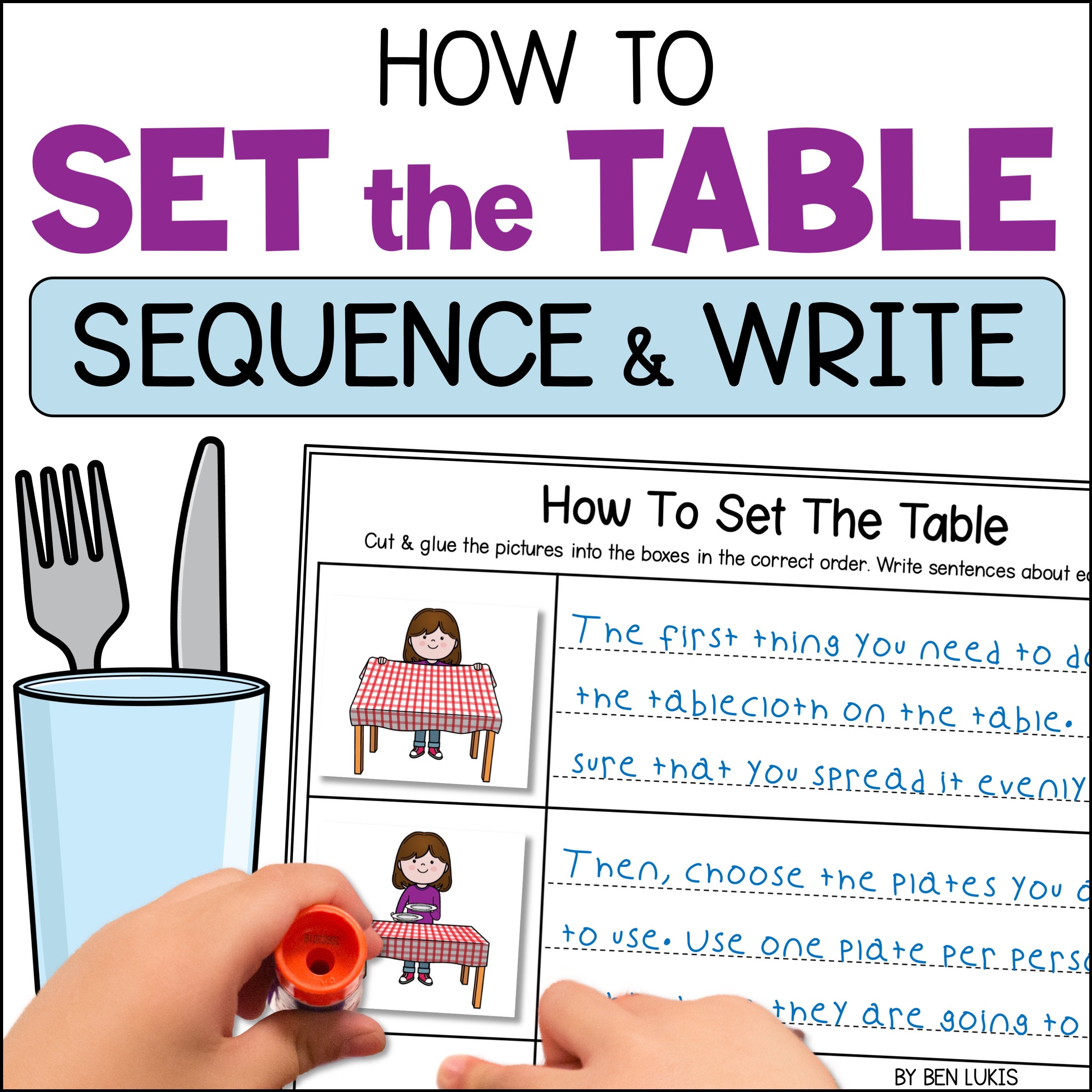 How to Set the Table Procedural Writing, Sequencing & Sentence Writing ...