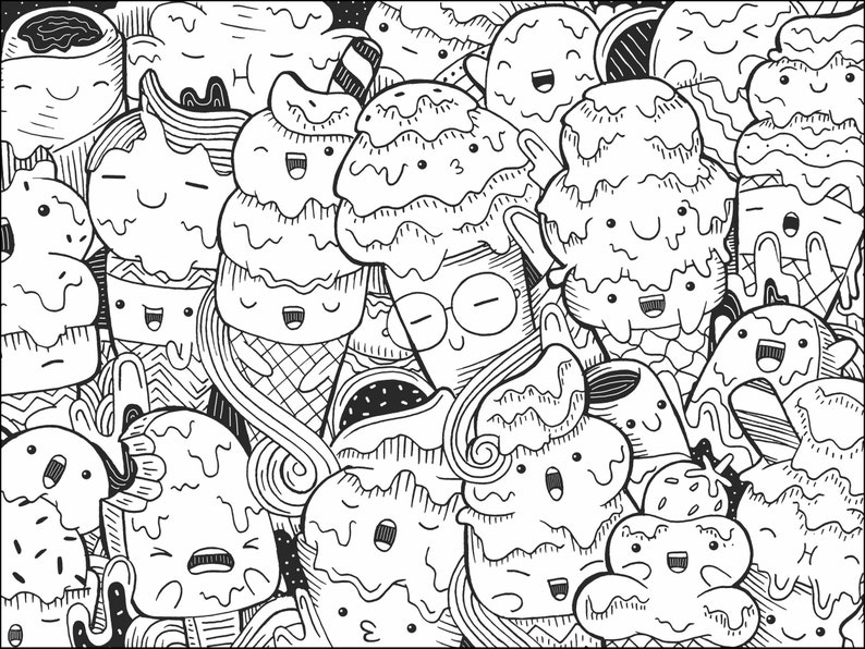 Kawaii Coloring Book Digital Download, Cute Doodles Pages, Kids ...