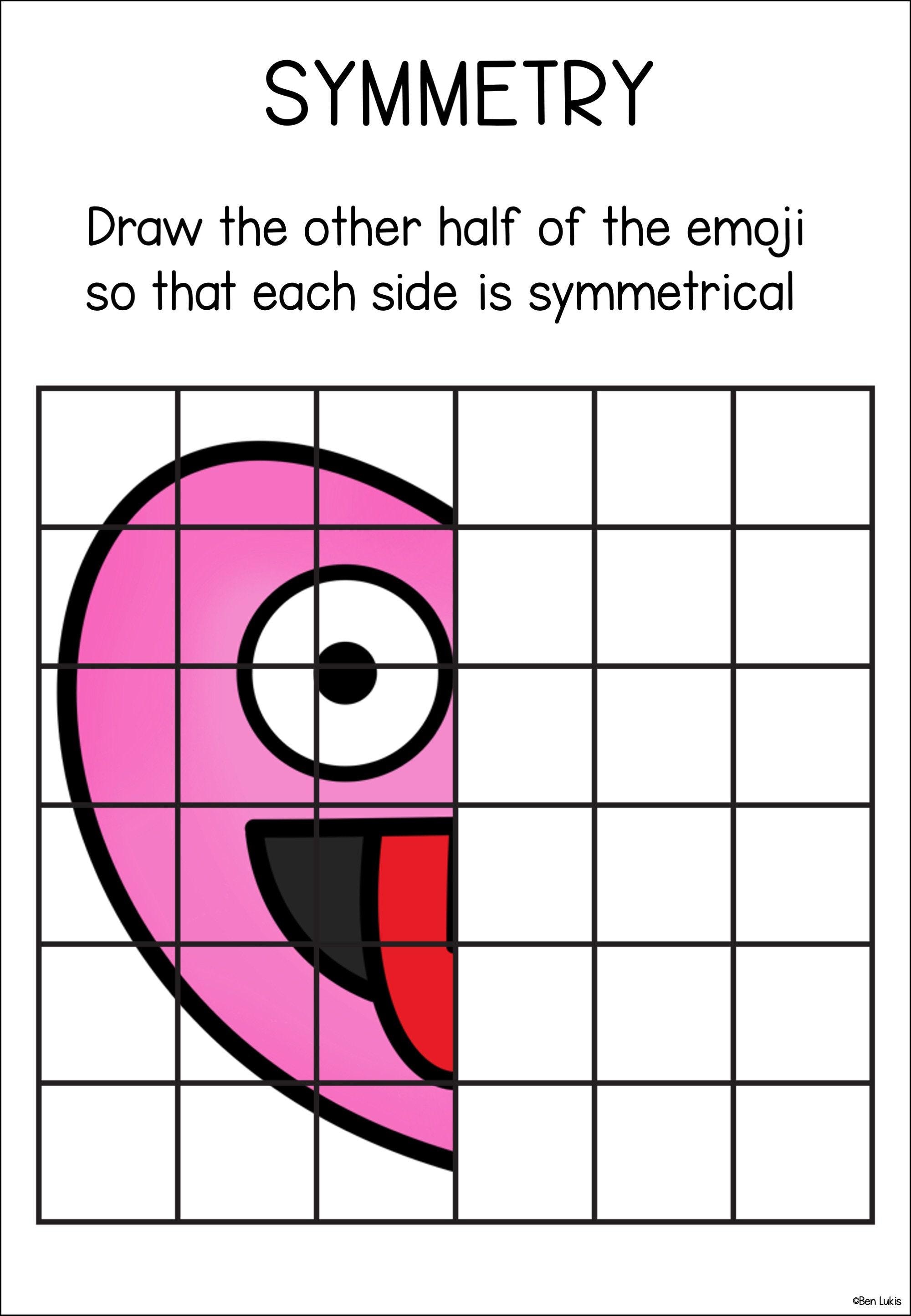 Valentine's Day Symmetry Emoji Drawing Activity (printable PDF) - Etsy