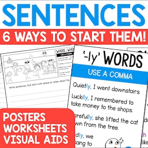 Sentence Writing Prompts and Starters, Ways to Begin Writing Sentences ...