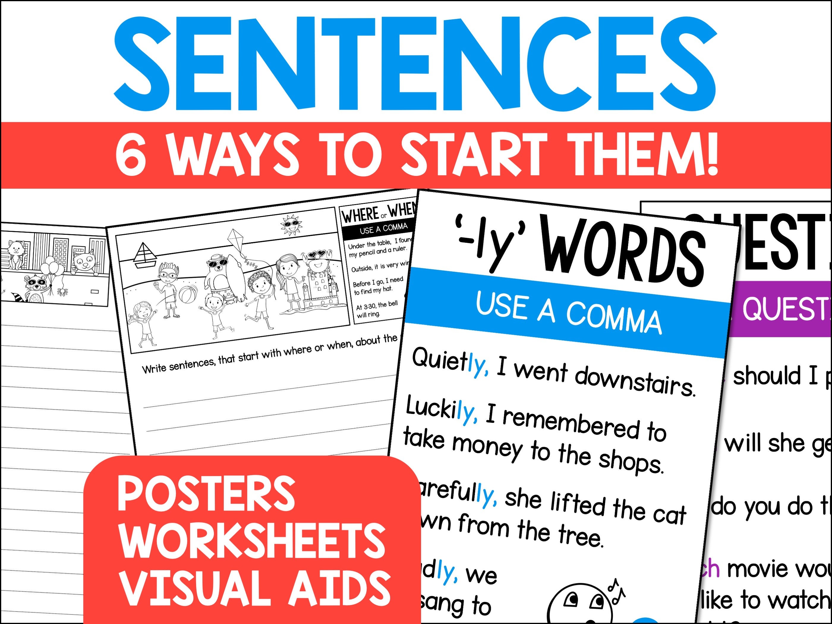 Sentence Writing Prompts and Starters, Ways to Begin Writing Sentences ...