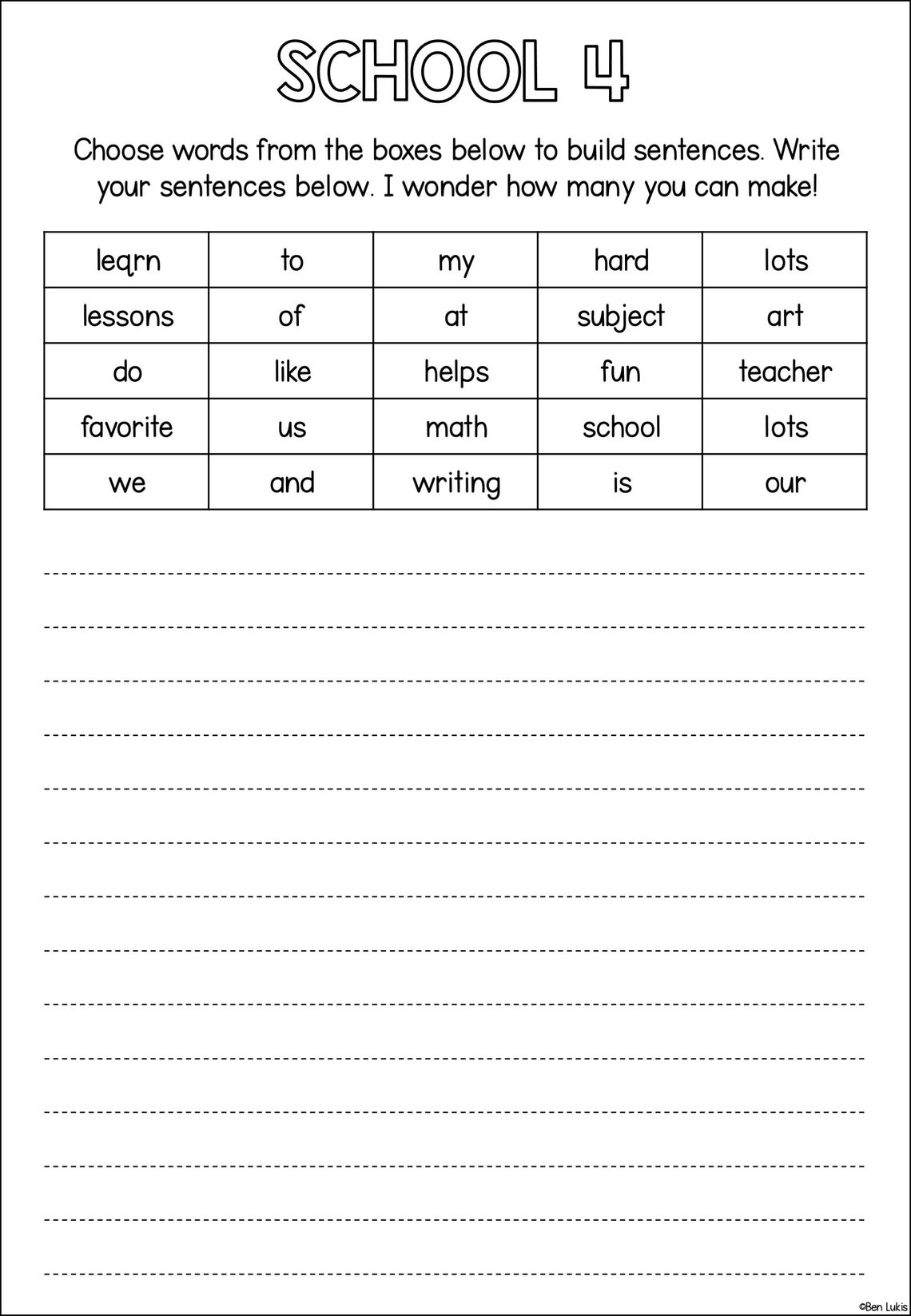 Building Sentences With Sentence Writing Prompts, Writing Sentences ...