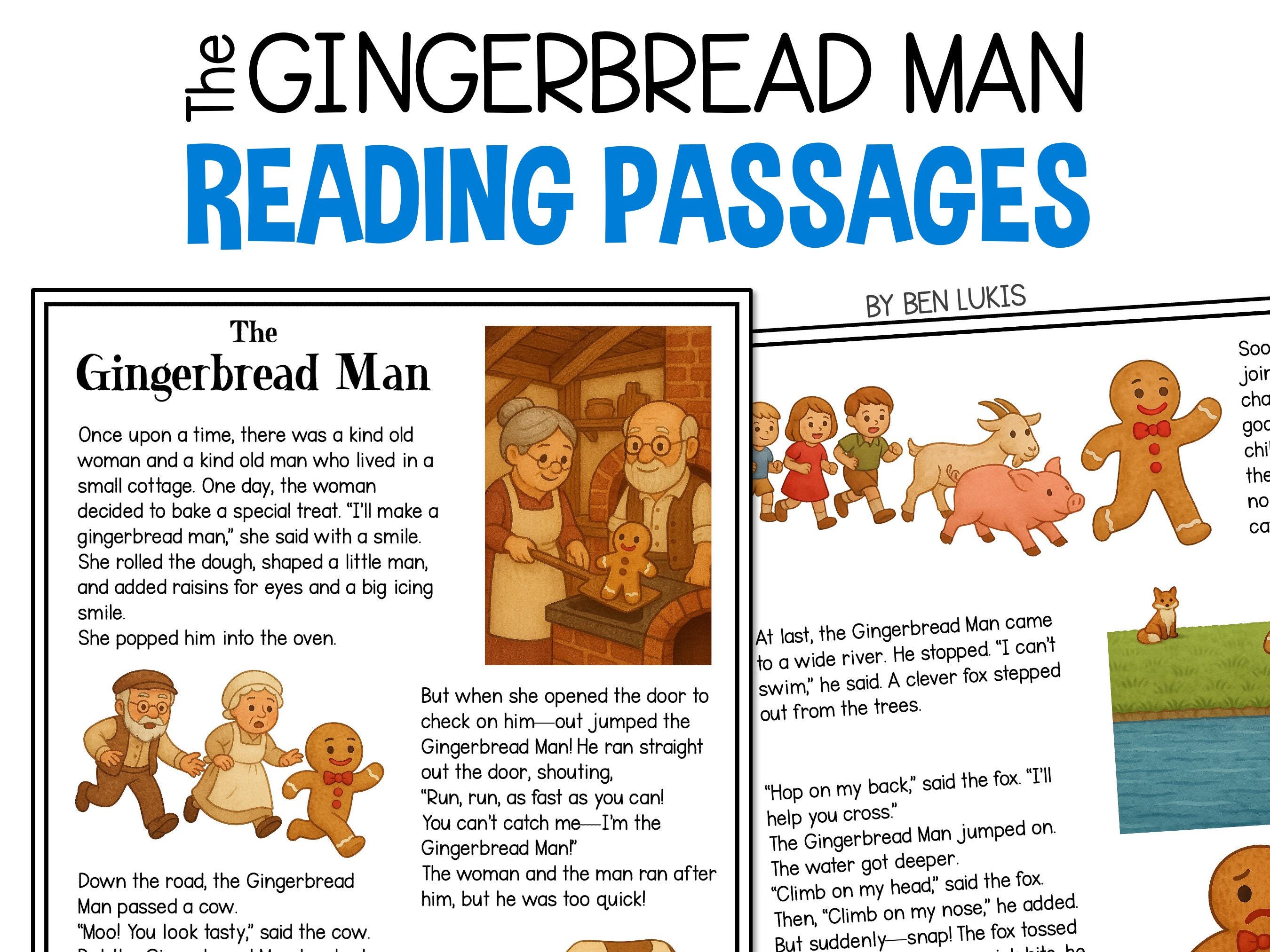 The Gingerbread Man Reading Passages, Fairy Tale to Read, Stories and ...