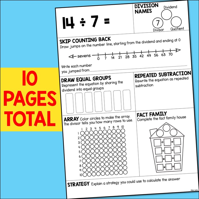 Divide by 7 Practice Math Worksheets, Division Equation of the Day ...