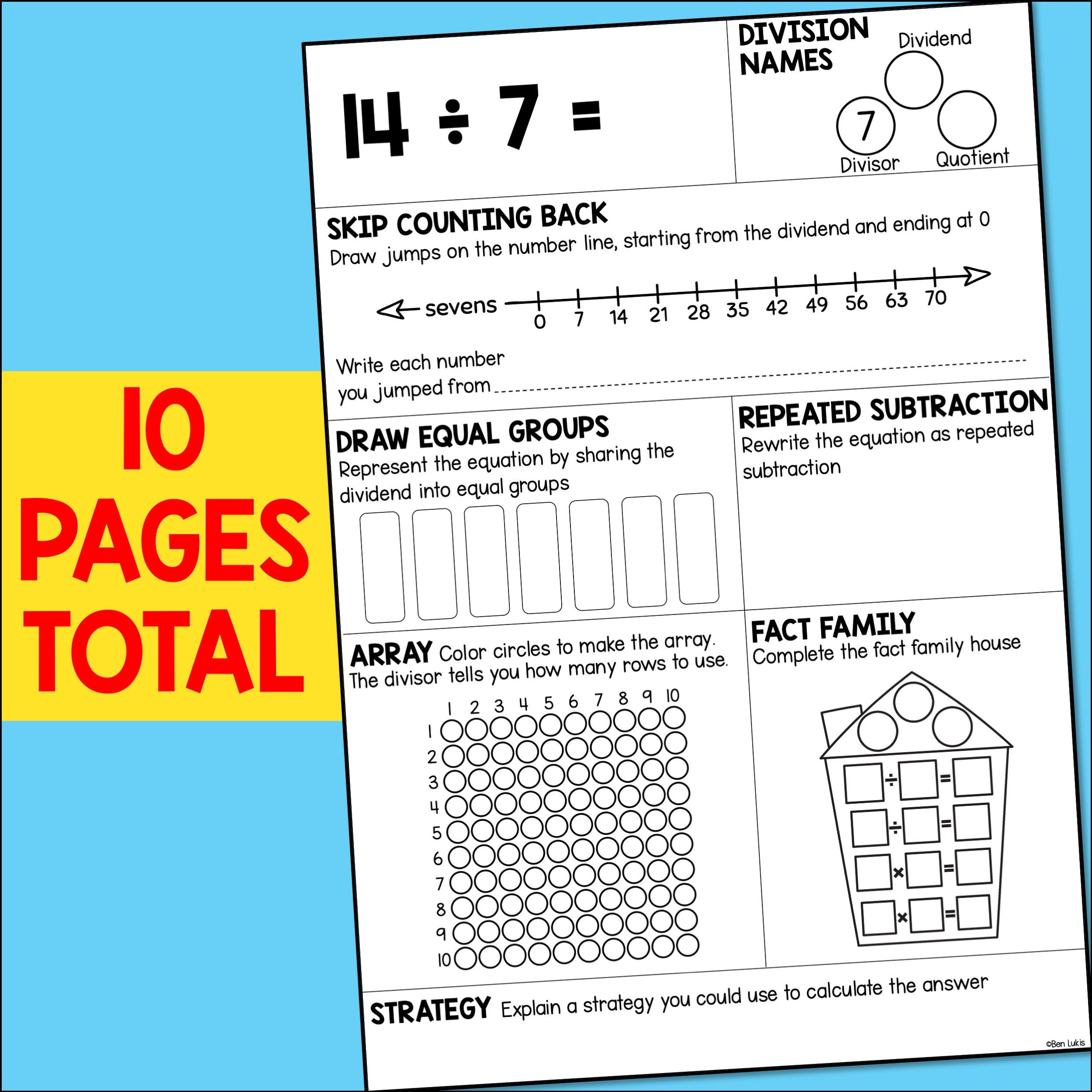 Divide by 7 Practice Math Worksheets, Division Equation of the Day ...