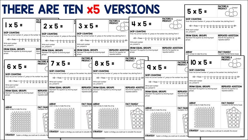 5 Times Table Multiplication Equation of the Day Practice - Etsy