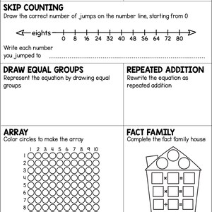8 Times Table Multiplication Equation of the Day Practice Worksheets ...