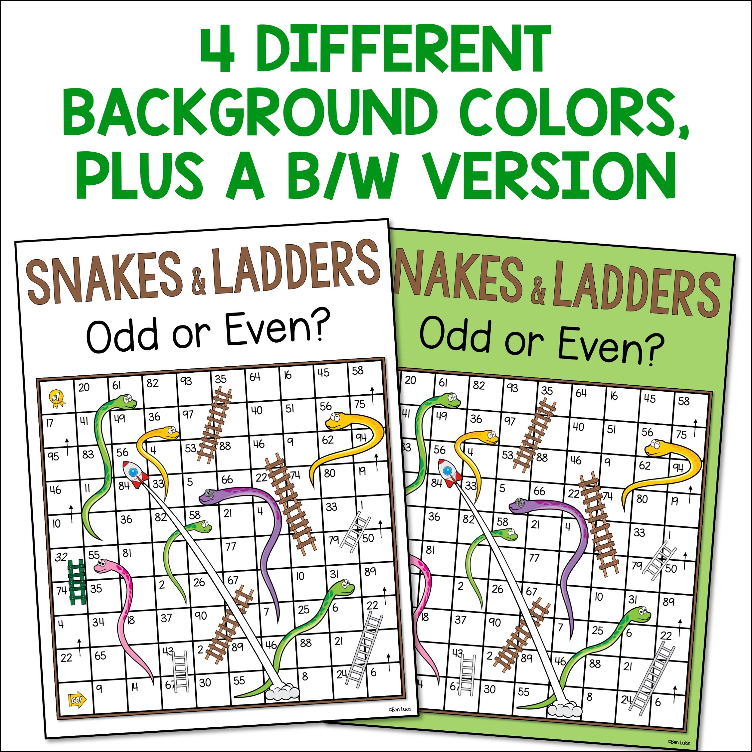 Printable Snakes and Ladders Game, Family Board Game, Educational Odd ...