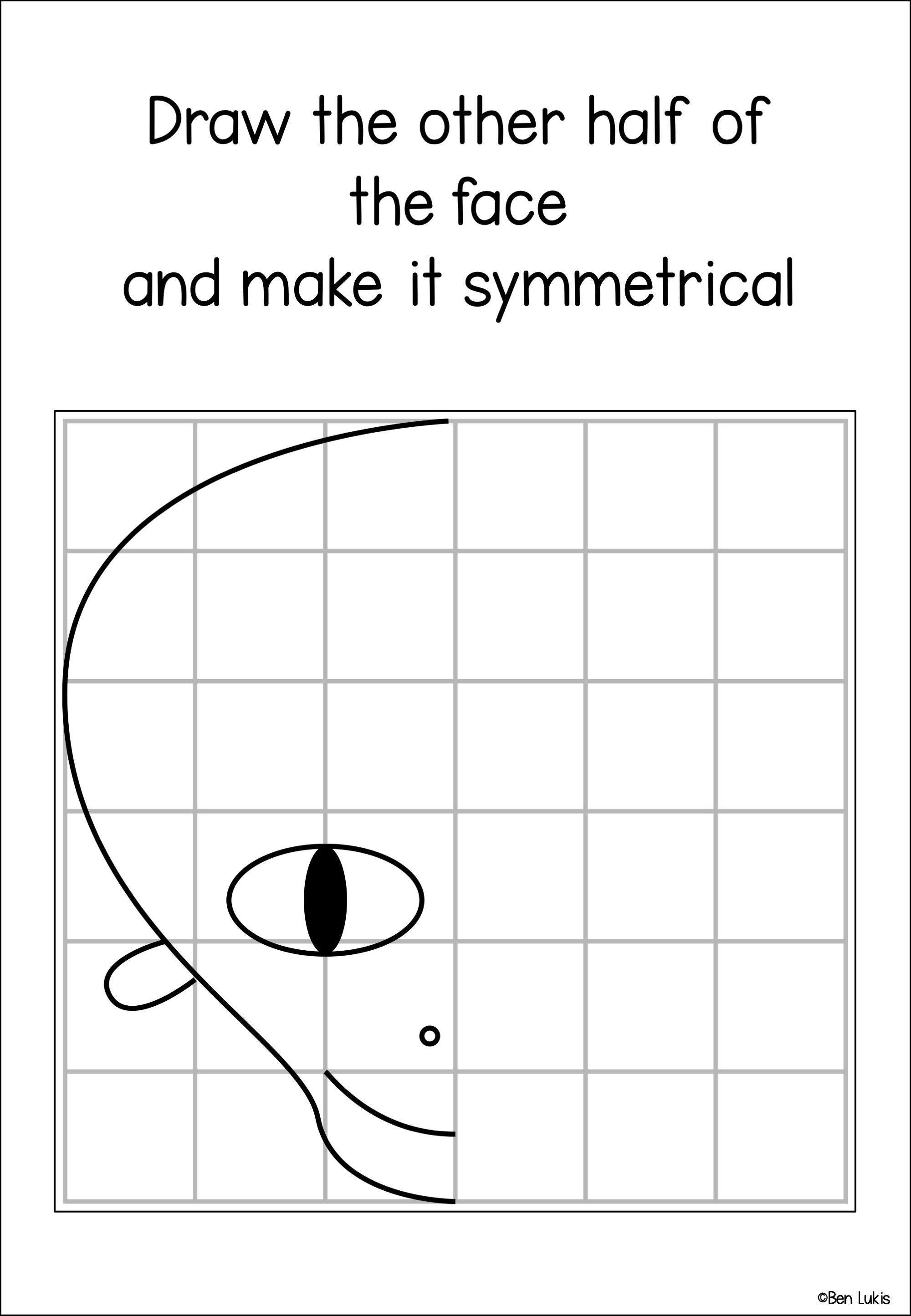 Symmetry Math Picture Worksheets, Face Symmetry Drawing Activities for ...