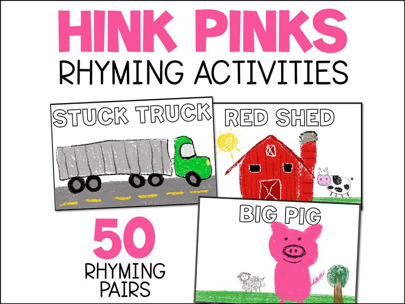 Rhyming Words Worksheets, Hink Pink Activities for Homeschool or School ...