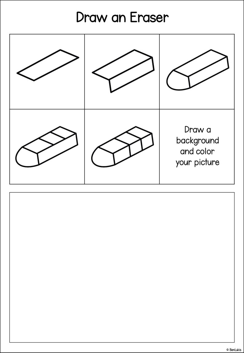 Back to School Directed Drawing Worksheets With Step by Step Drawing ...