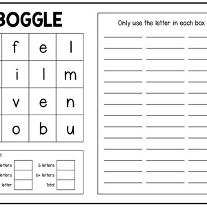 Boggle Word Game Printable Pages Printable Word Puzzle Pages - Etsy ...