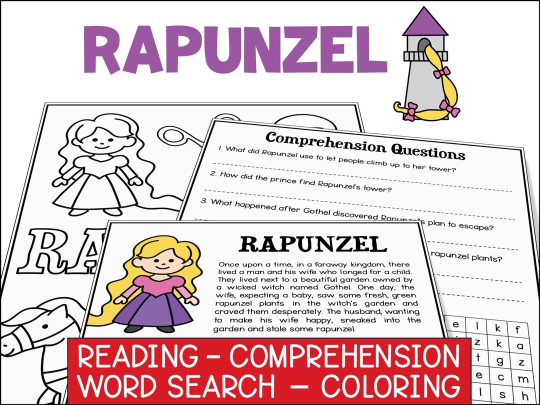 Rapunzel Reading Comprehension, Word Search, Coloring Pages, Fun ...