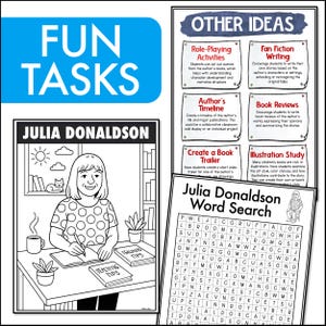 Julia Donaldson Author Study Worksheets, the Gruffalo Room on the Broom ...