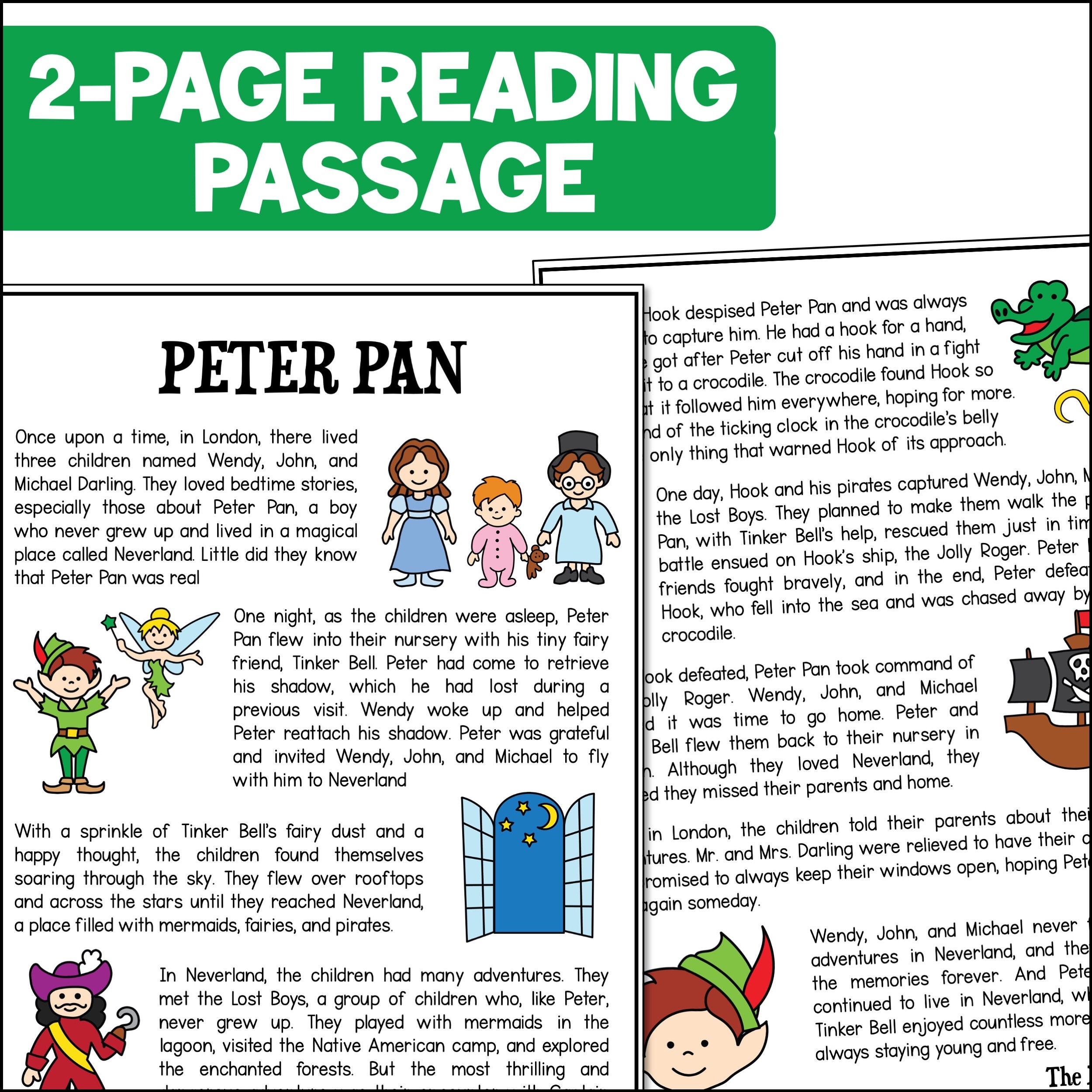 Peter Pan Reading Comprehension, Word Search, Coloring Pages, Fun ...