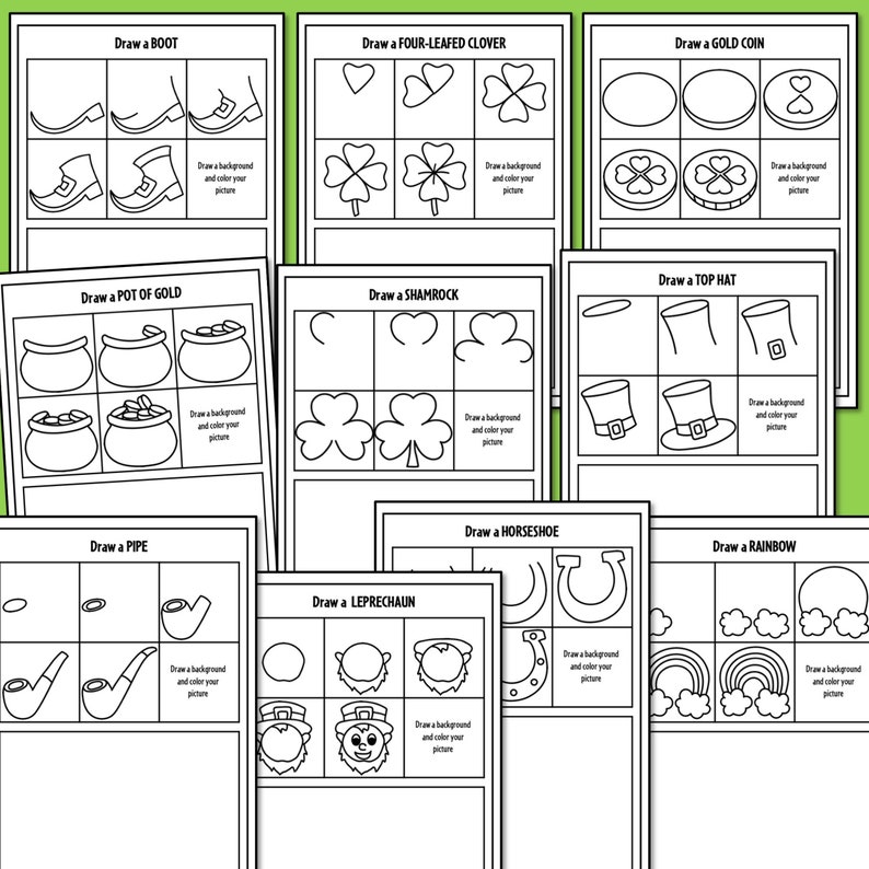 St Patrick's Day Directed Drawing Activity Sheets, Learn How to Draw a ...