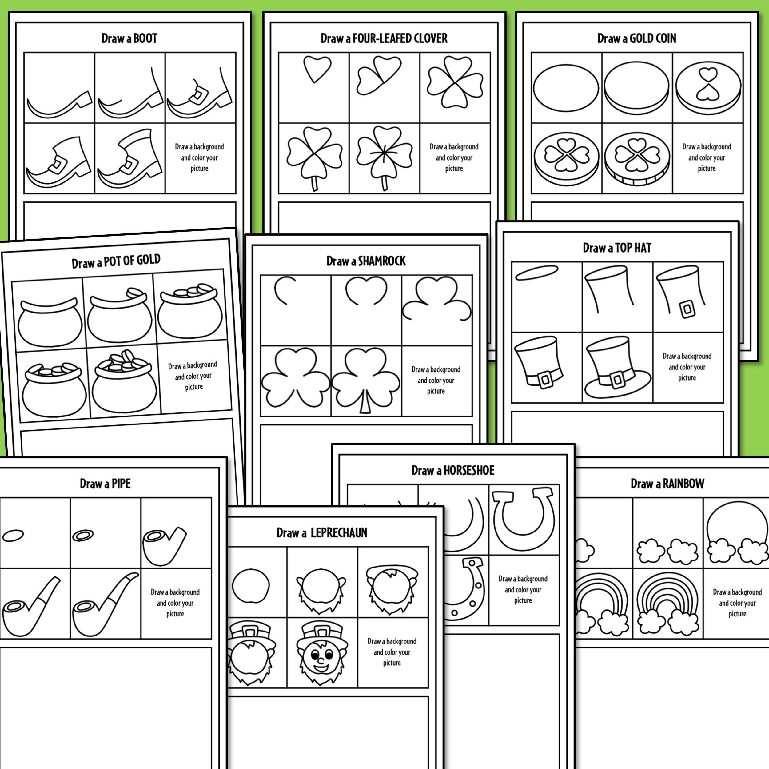 St Patrick's Day Directed Drawing Activity Sheets, Learn How to Draw a ...