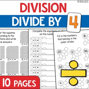 Division Worksheets, Divide by 4 Practice, Homeschool Math Activity ...