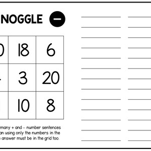 Addition and Subtraction Math Game, Noggle - Math Boggle, Printable ...