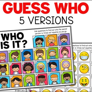 Guess Who Game Sheets, Kids Party Game, Fun Puzzles for Road Trips and ...