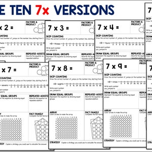 7 Times Table Multiplication Equation of the Day Practice Worksheets ...