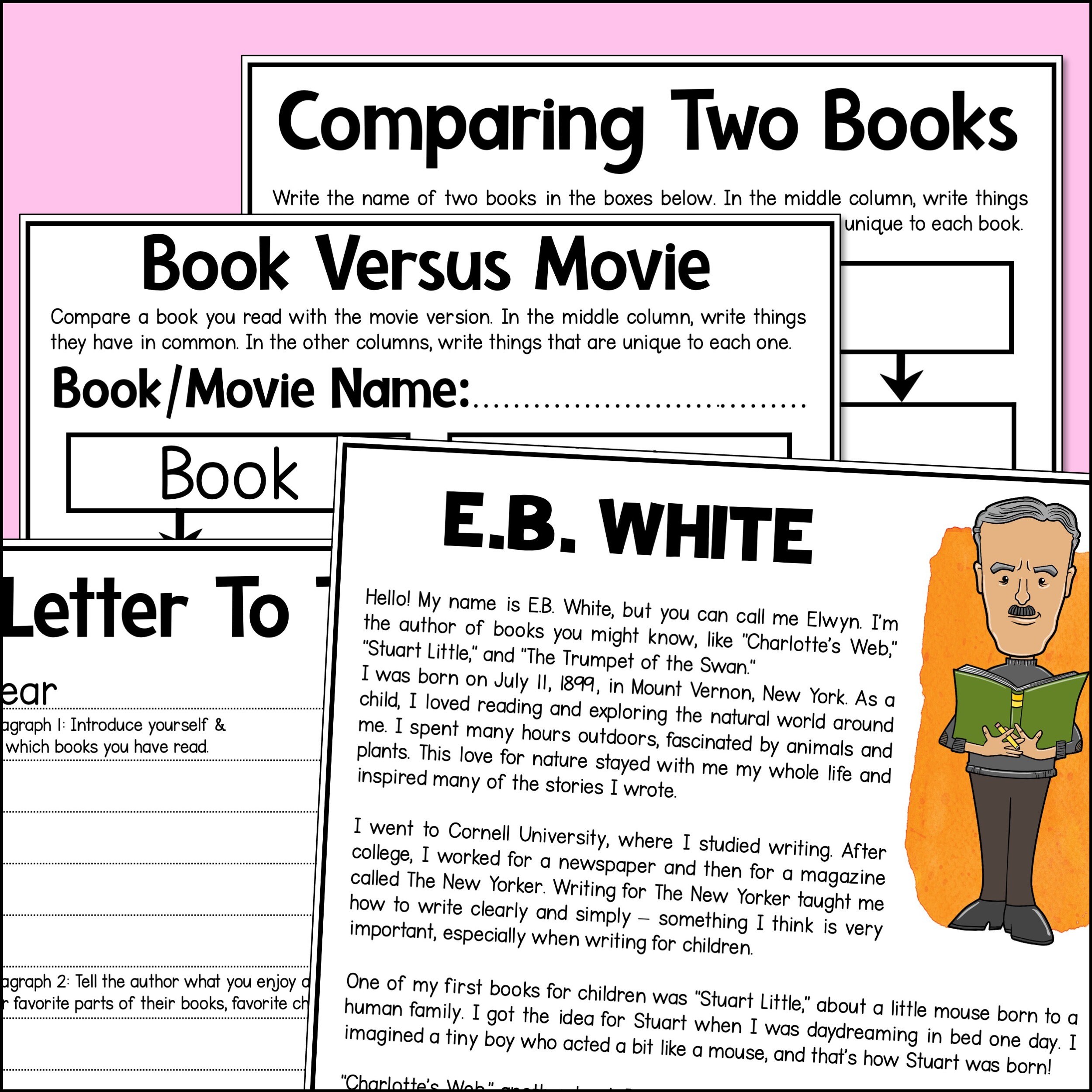 E.B. White Author Study Worksheets and Activities, PDF Digital Download ...