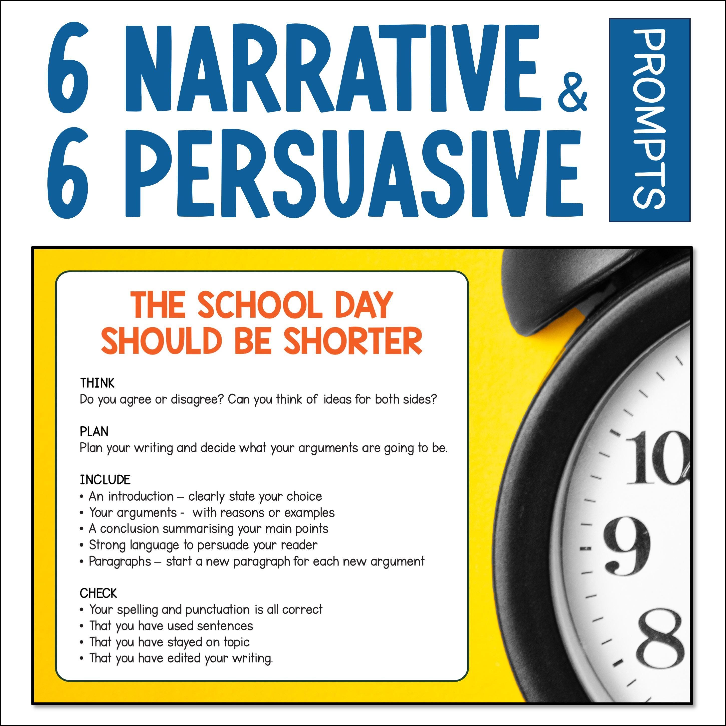 NAPLAN Writing Prompts Persuasive & Narrative Writing, NAPLAN Writing ...