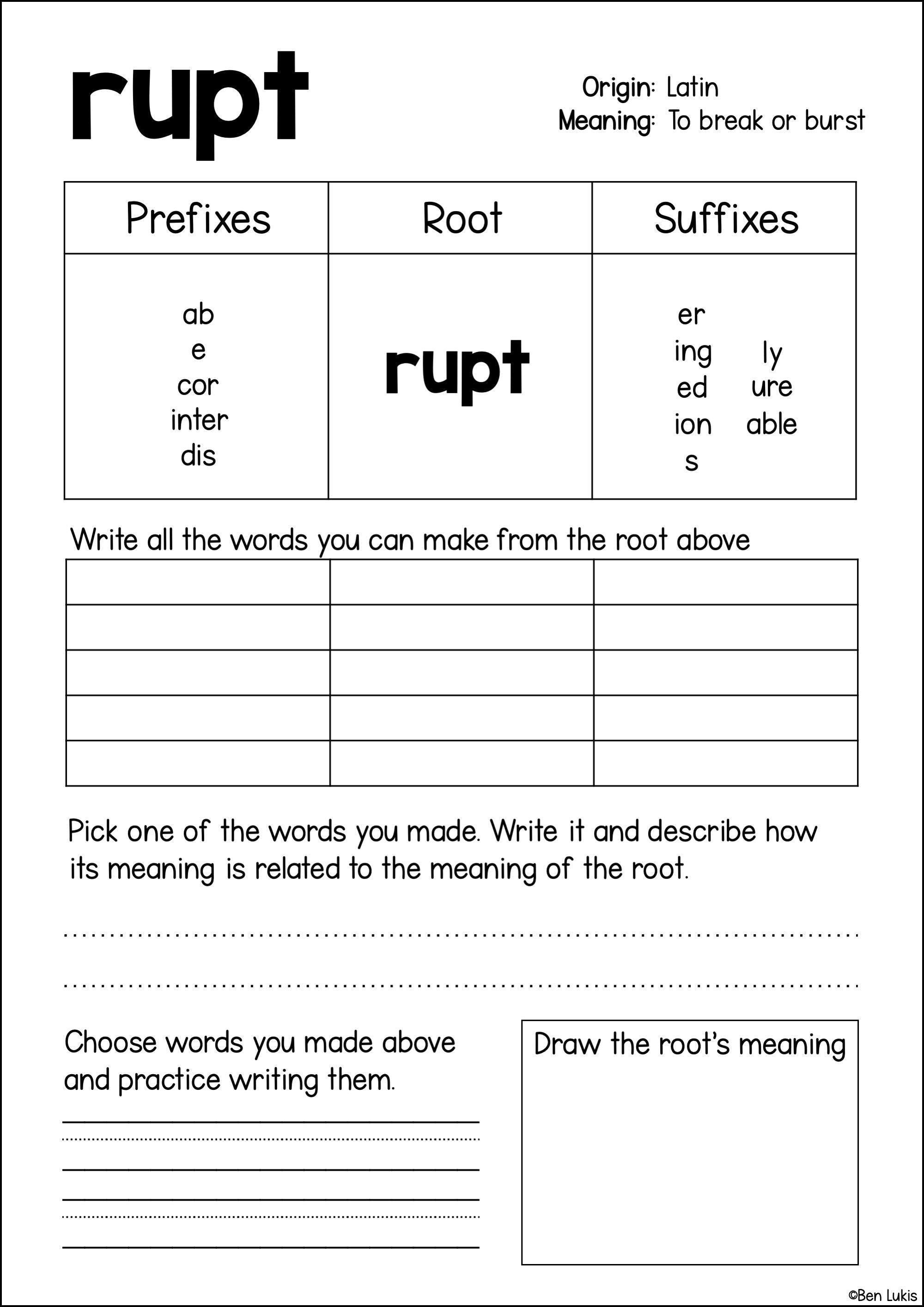 Making Words With Word Bases, Prefixes and Suffixes, Word Study ...