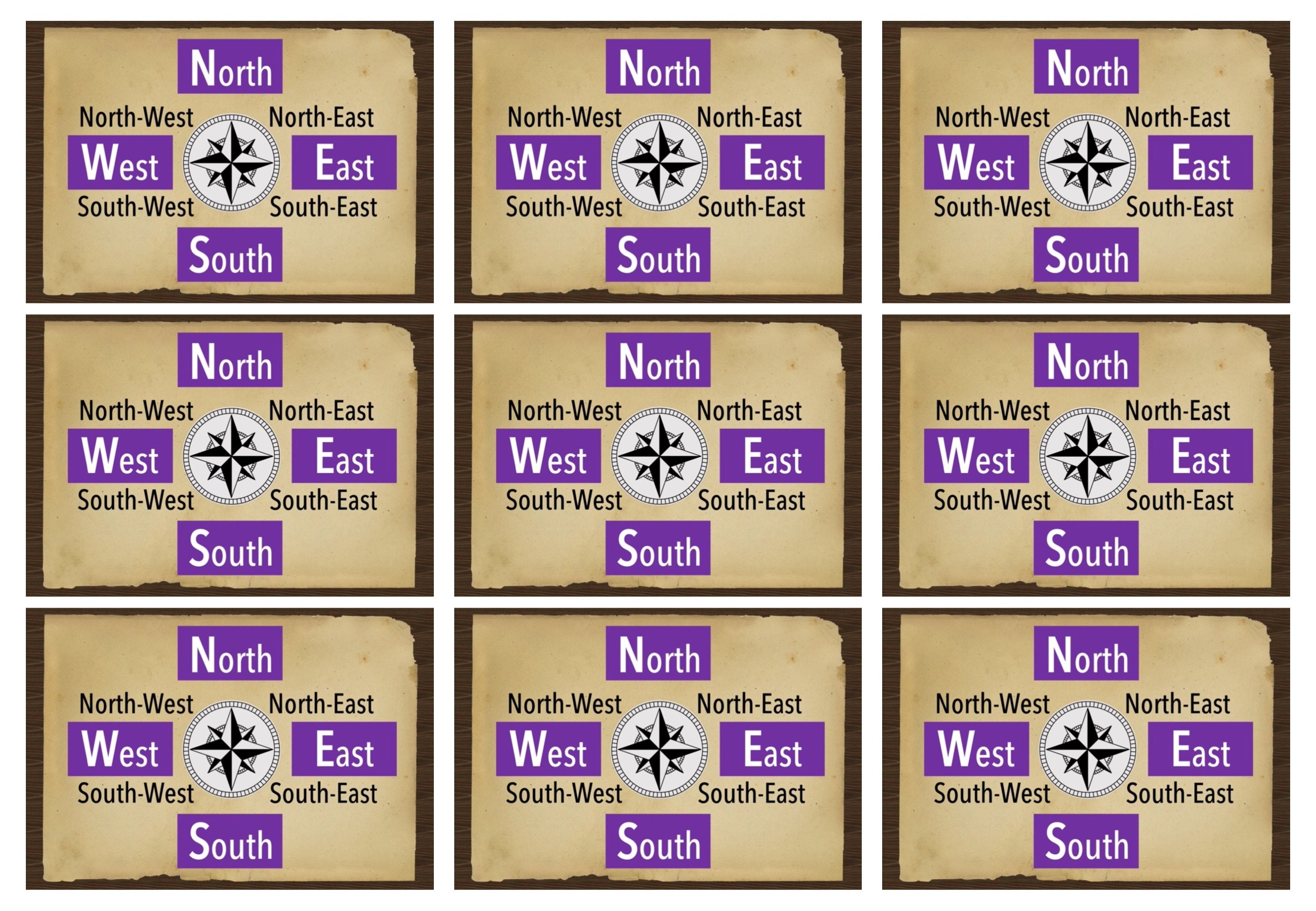 Compass Rose Educational Posters Math Task Cards and - Etsy