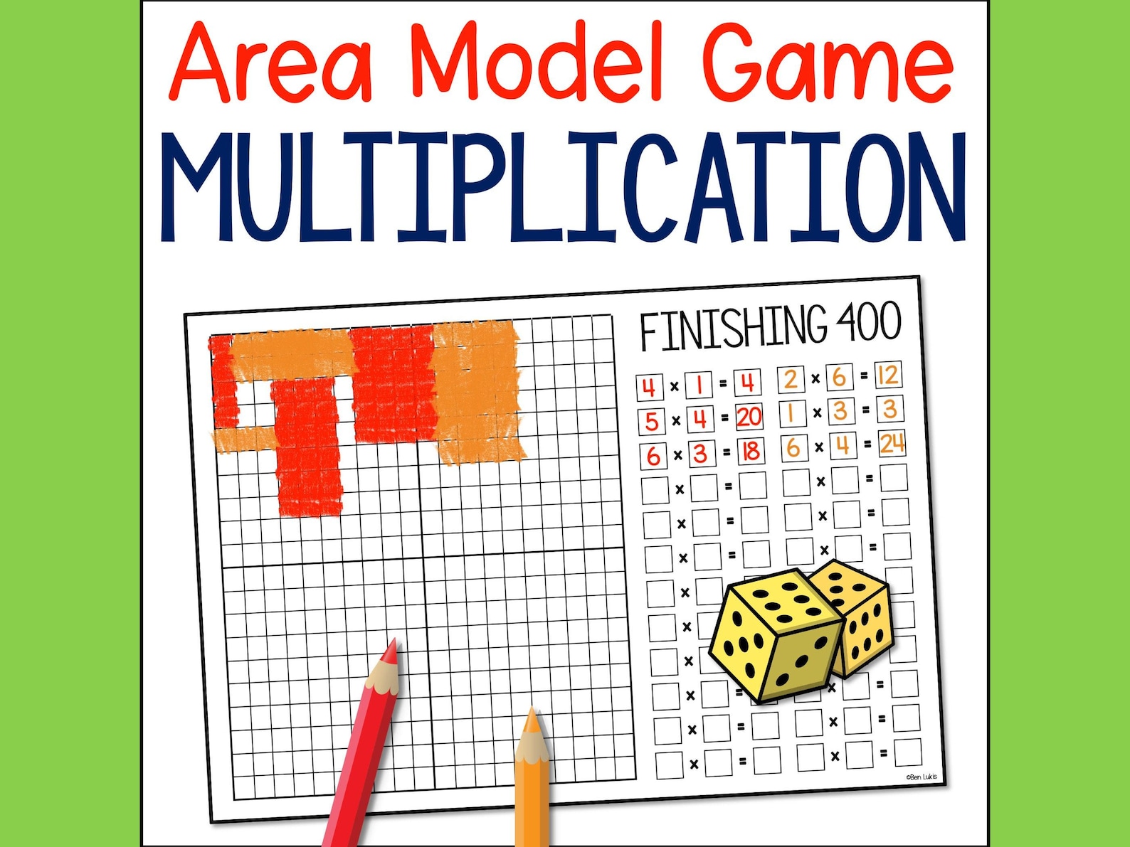 Area Multiplication Practice Math Game for Times Table Number Fact ...