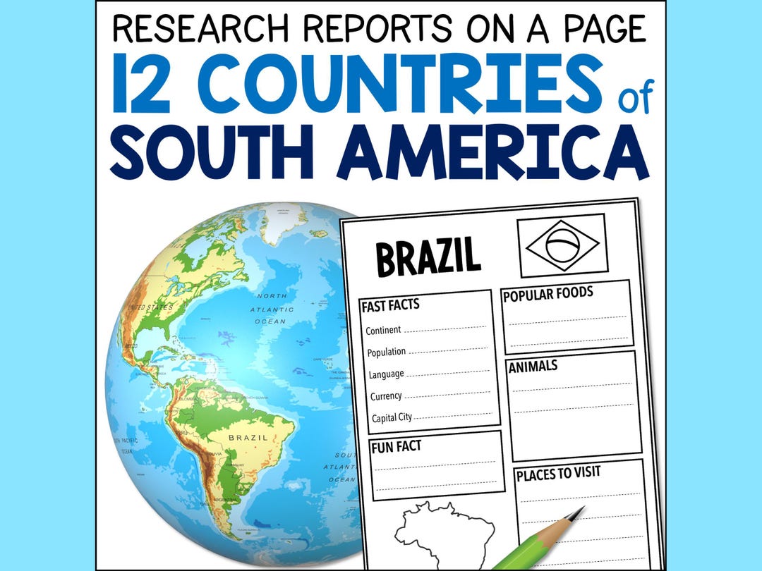 South America Country Research Templates for Kids, South American ...