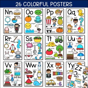 Alphabet Posters, Letters of the Alphabet Pictures, Educational Wall ...