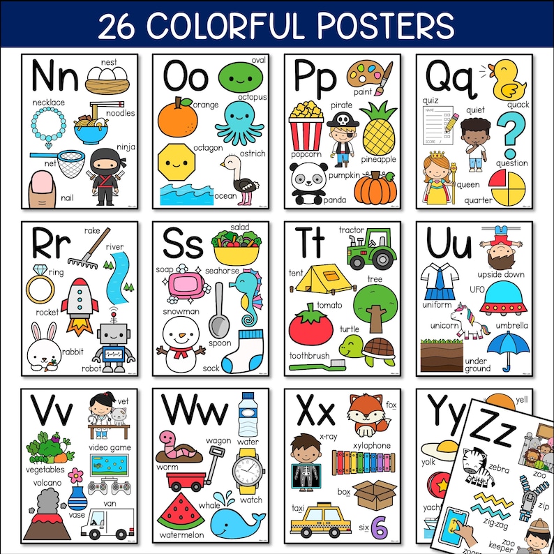 Alphabet Wall Posters, Classroom Decor (printable PDF Download) - Etsy