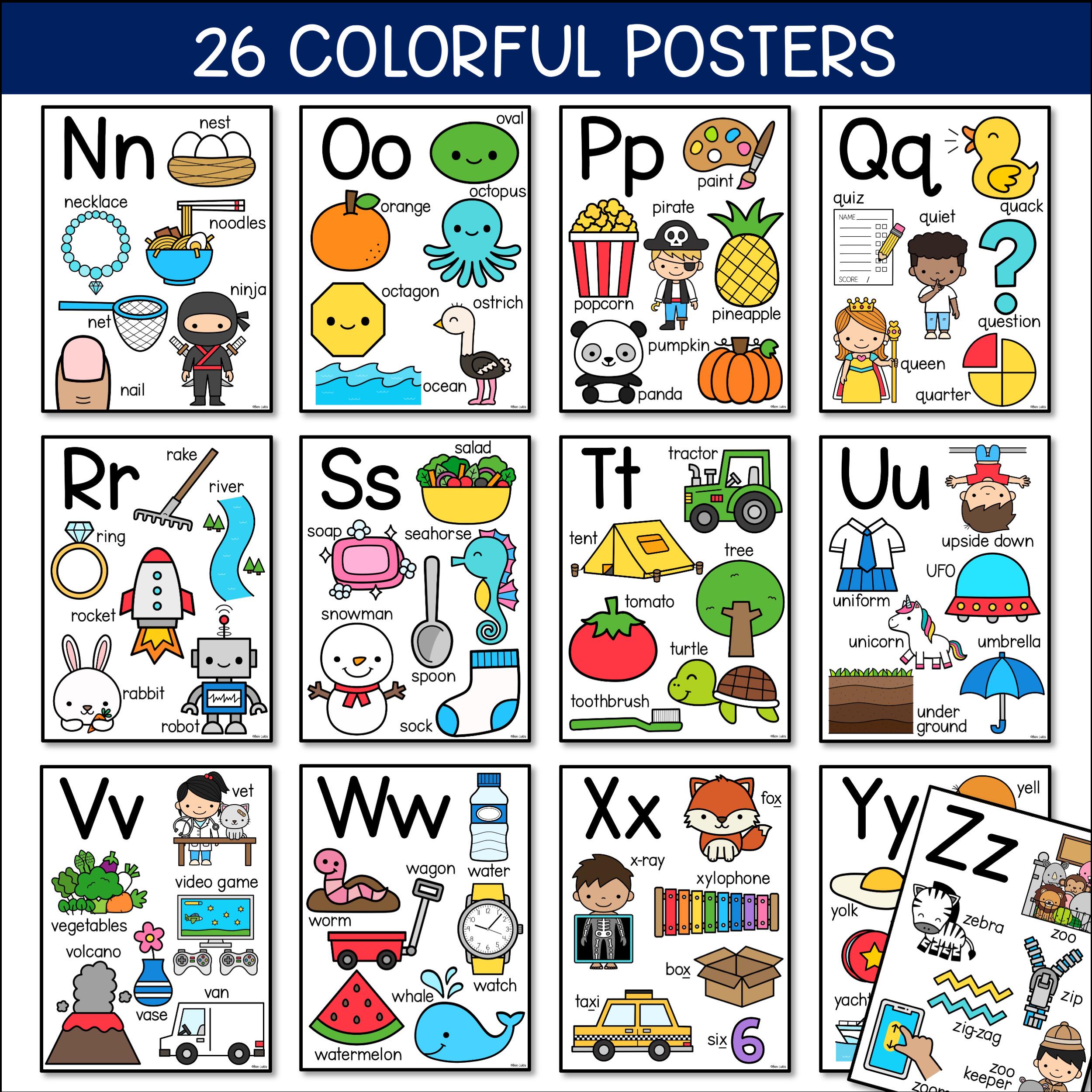 Alphabet Wall Posters, Classroom Decor (printable PDF Download) - Etsy