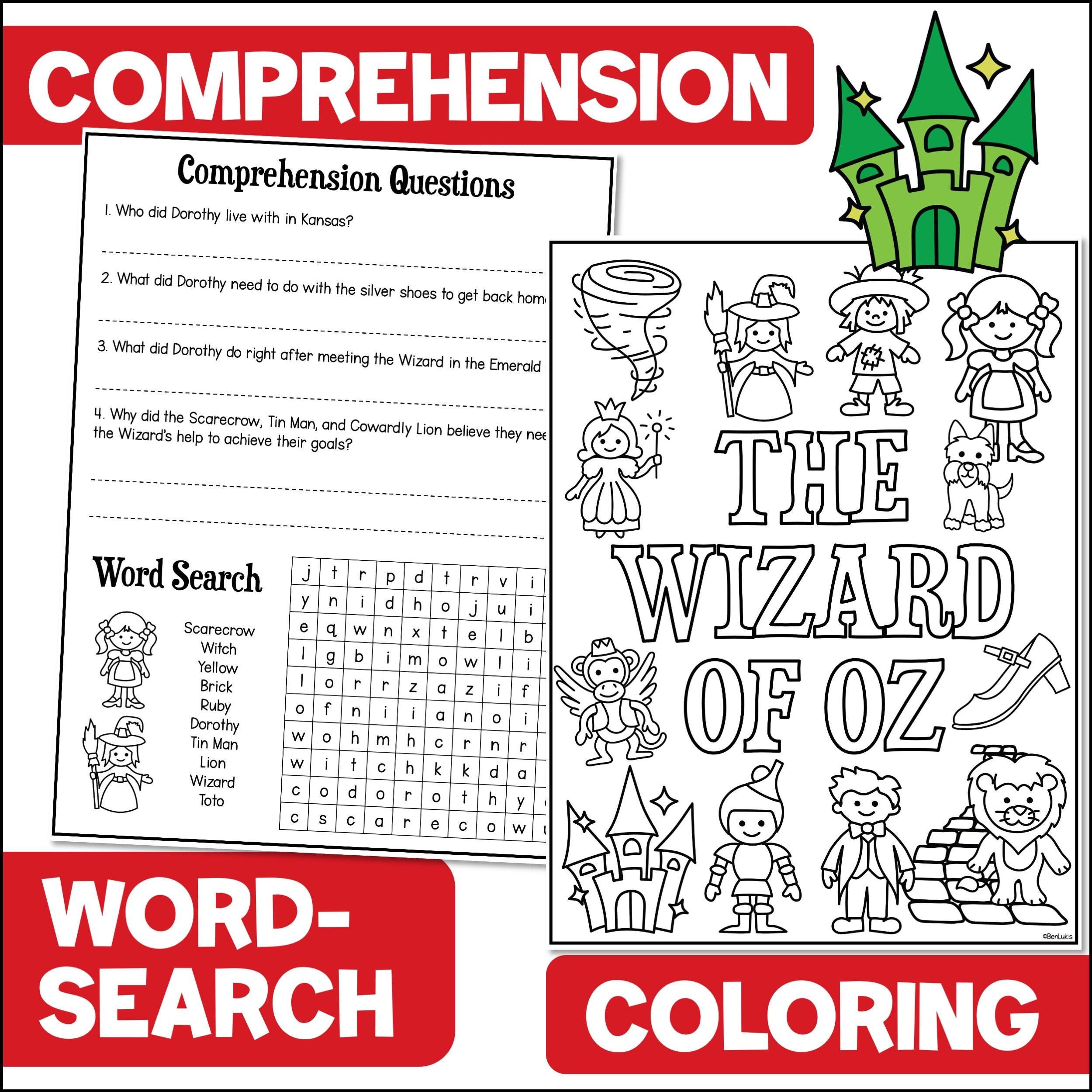 The Wonderful Wizard of Oz Reading, Comprehension, Word Search ...